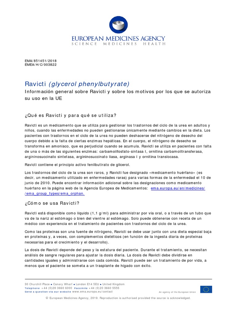 Ravicti Epar Summary Public - Es | PDF | Medicamentos con receta ...