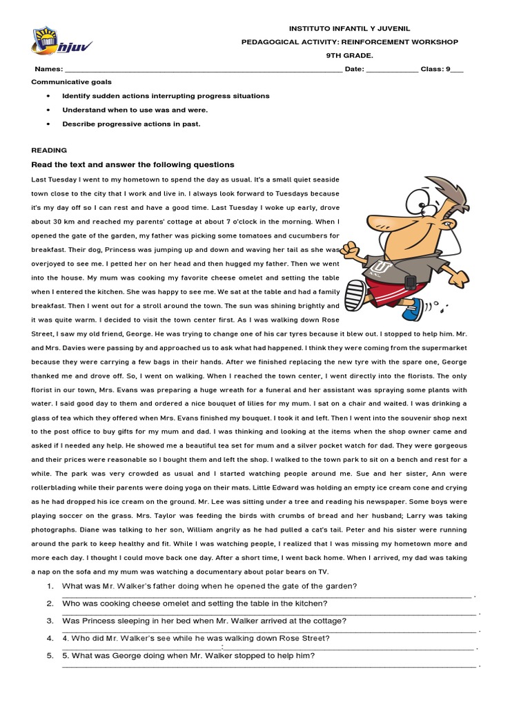 Past Progressive Worksheet | PDF