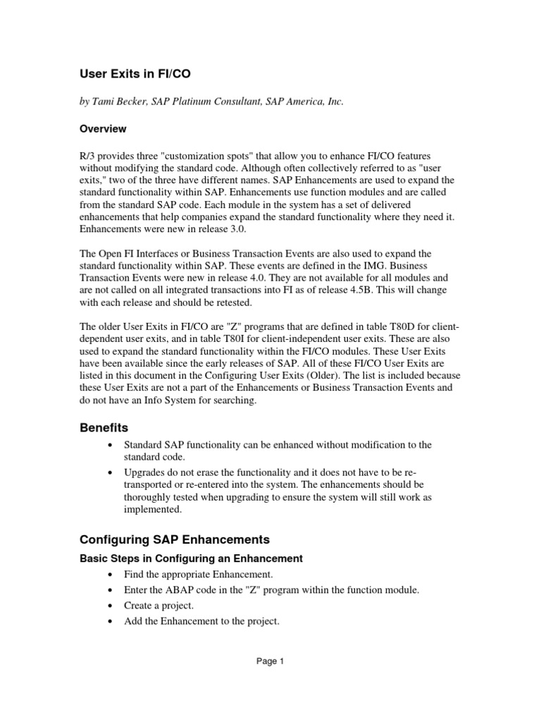 User Exits in Fico | PDF | Software | Computer Programming