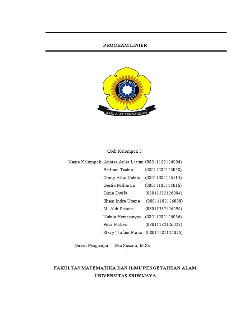 Kelompok 3 - Kuis Program Linier | PDF