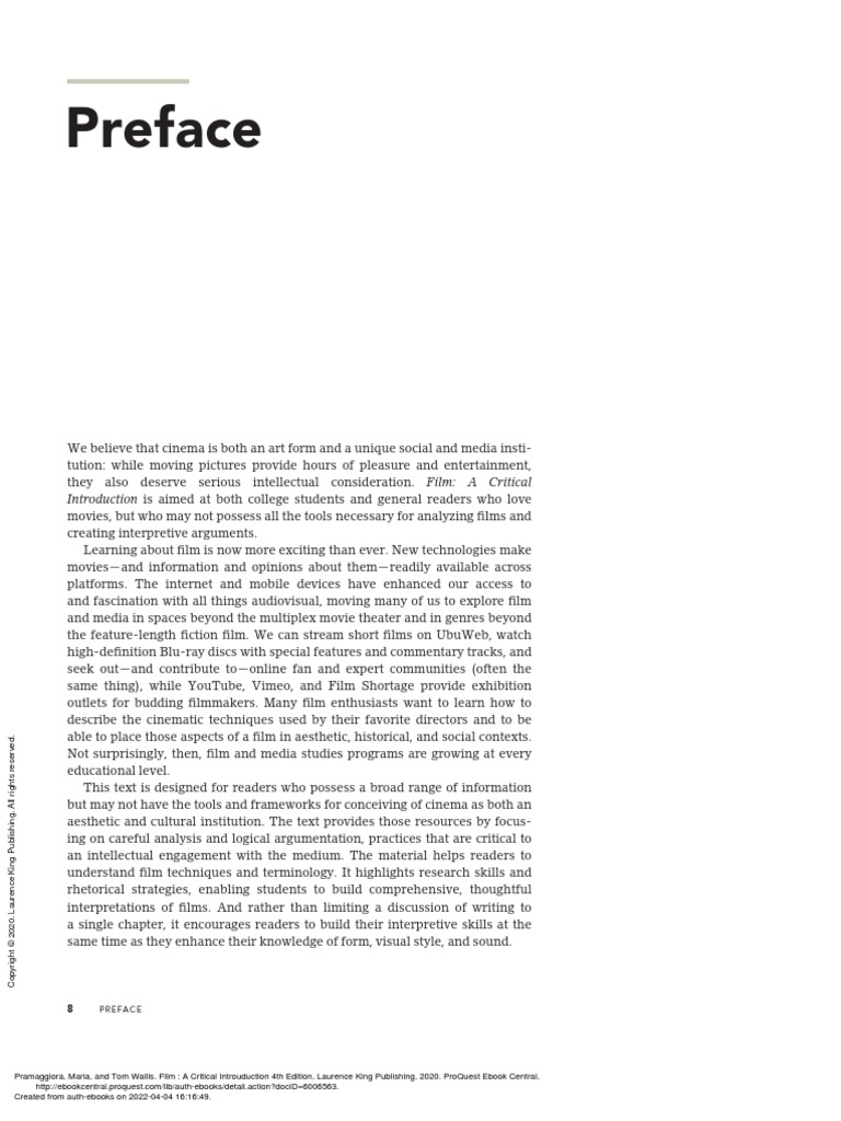Film A Critical Introuduction 4th Edition - (Preface) | PDF | Essays ...