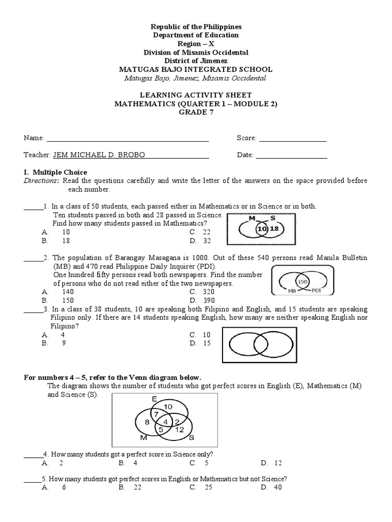 Math Las 7 - Module 2 | PDF