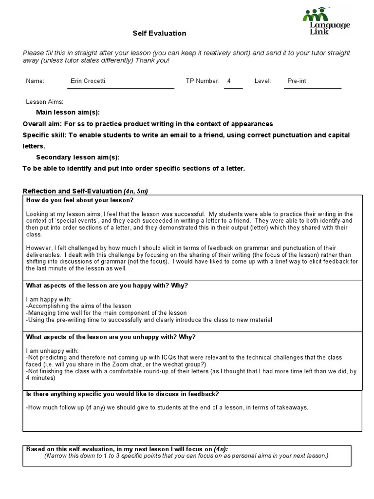 Self Evaluation Document | PDF | Psychology | Psychological Concepts