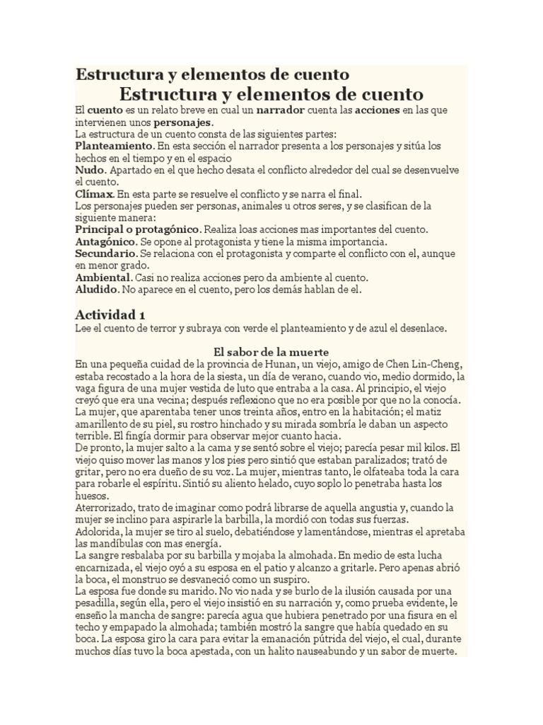 Estructura y Elementos de Cuento | PDF