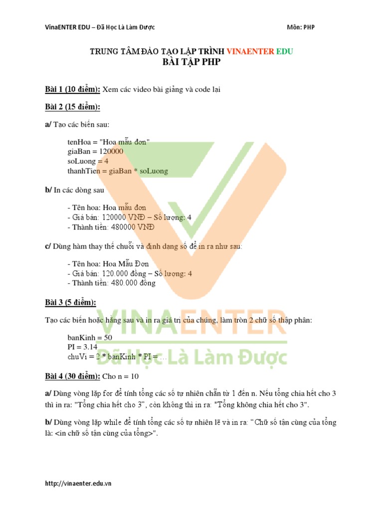 Bài tập PHP | PDF