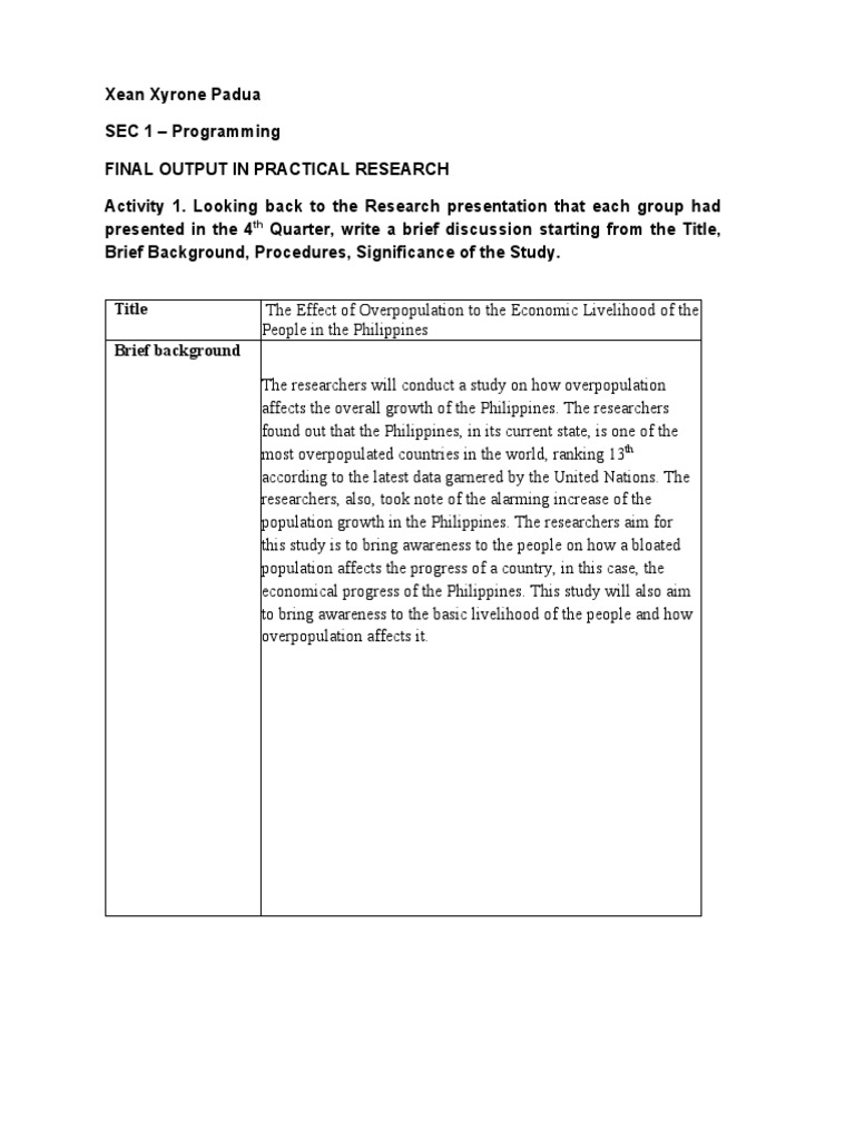 Padua - Final Output in Practical Research 1 | PDF | Qualitative ...