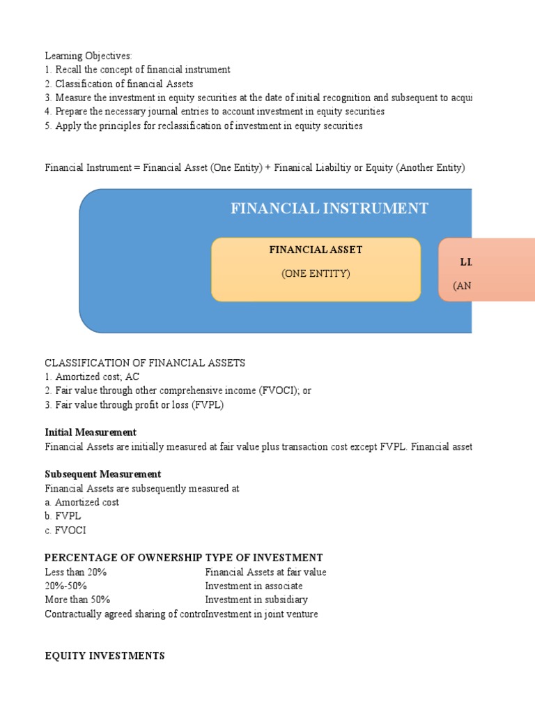 Accounting for Financial Instruments, Investments, and Equity Method ...
