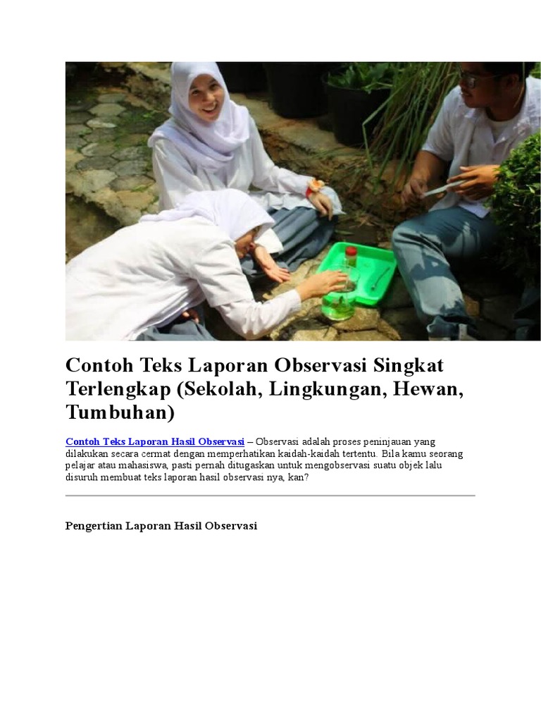 Contoh Teks Laporan Observasi Singkat Terlengkap | PDF