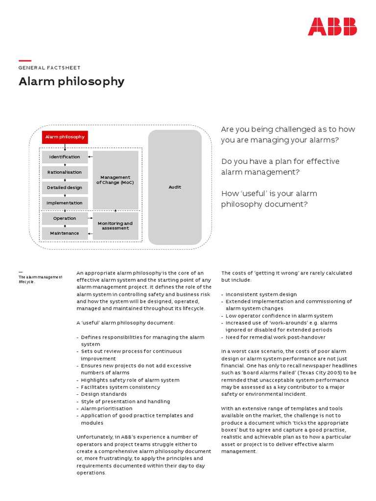 Alarm Philosophy (PRS227a) | PDF | Life Cycle Assessment | Risk