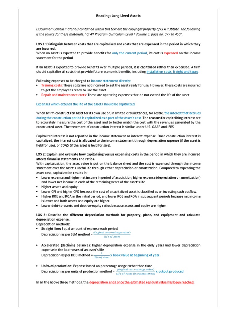 Long Lived Assets L1 | PDF | Depreciation | Fair Value