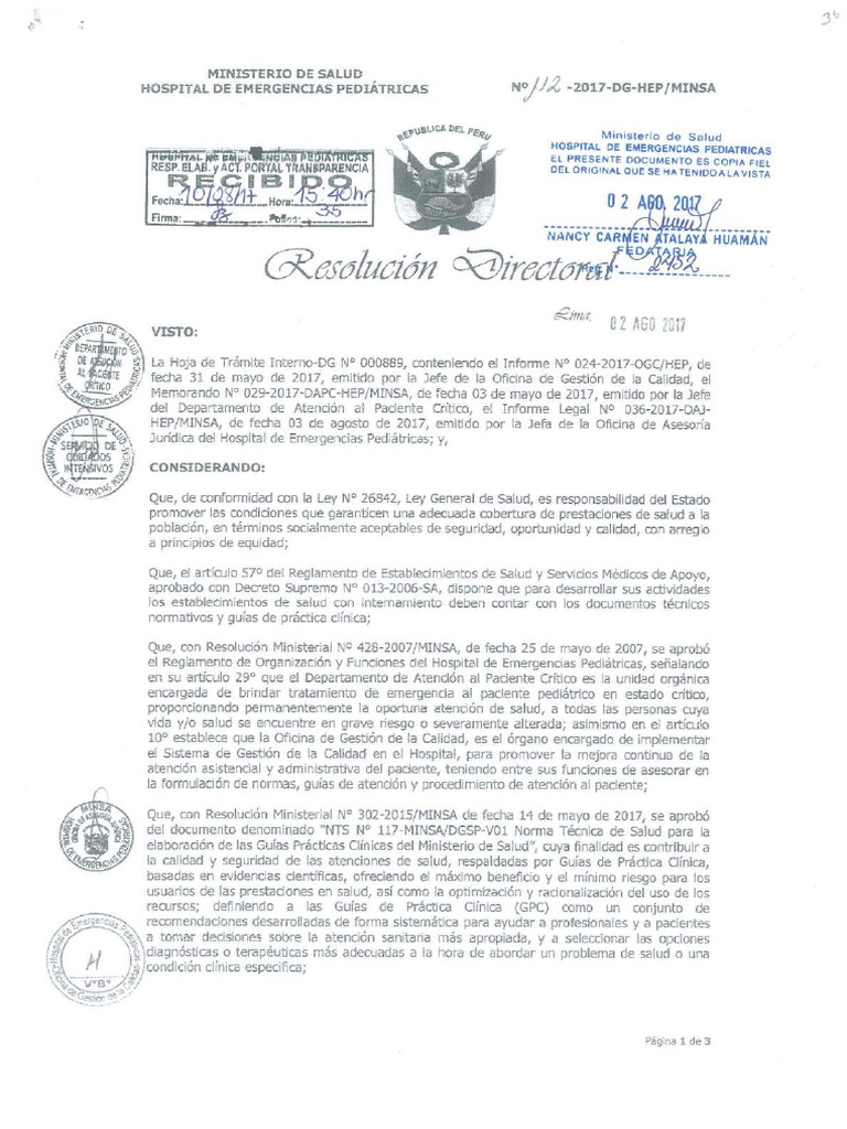 Minsa 2017. Guia DX Tratamiento Shock Septico | PDF