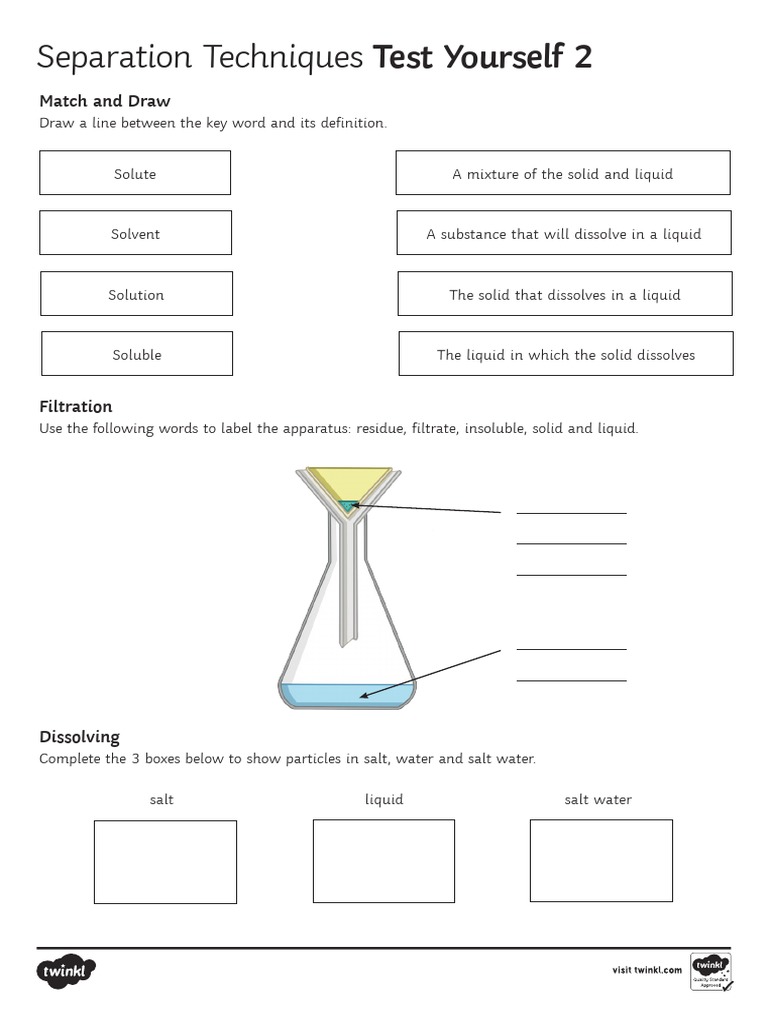 Separation Techniques Test Yourself 2 | PDF