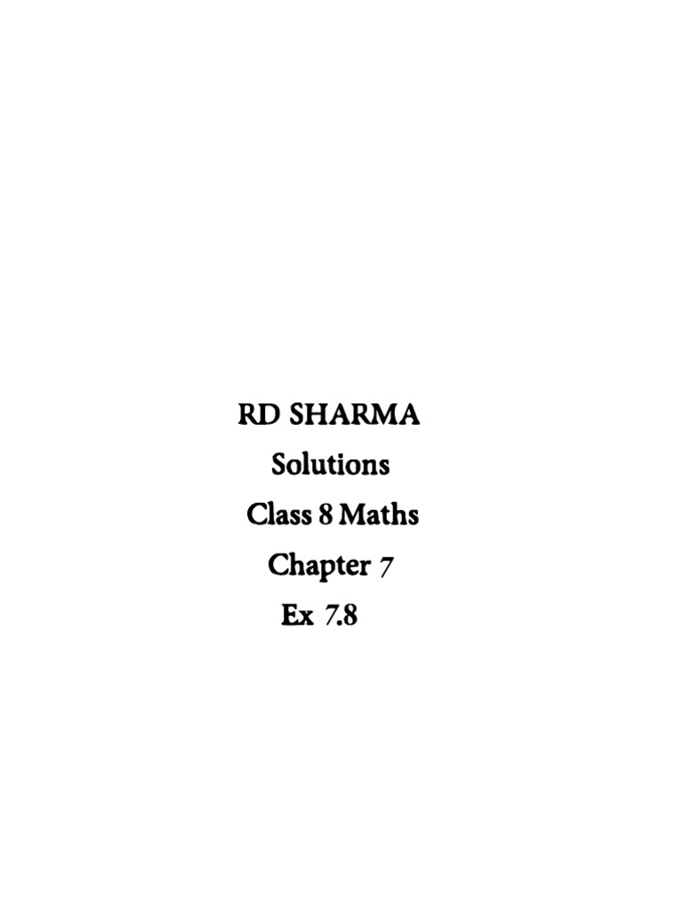 RD SHARMA Solutions Class 8 Maths Chapter 7 Ex 7.9 | PDF