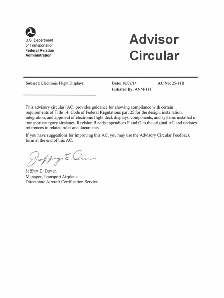 Advisor Circular: Jeffrey E. Duven | PDF | Federal Aviation ...