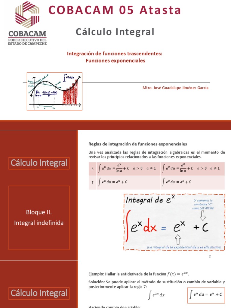 2.4. Integrales de Funciones Exponenciales | PDF | Integral | Objetos matemáticos