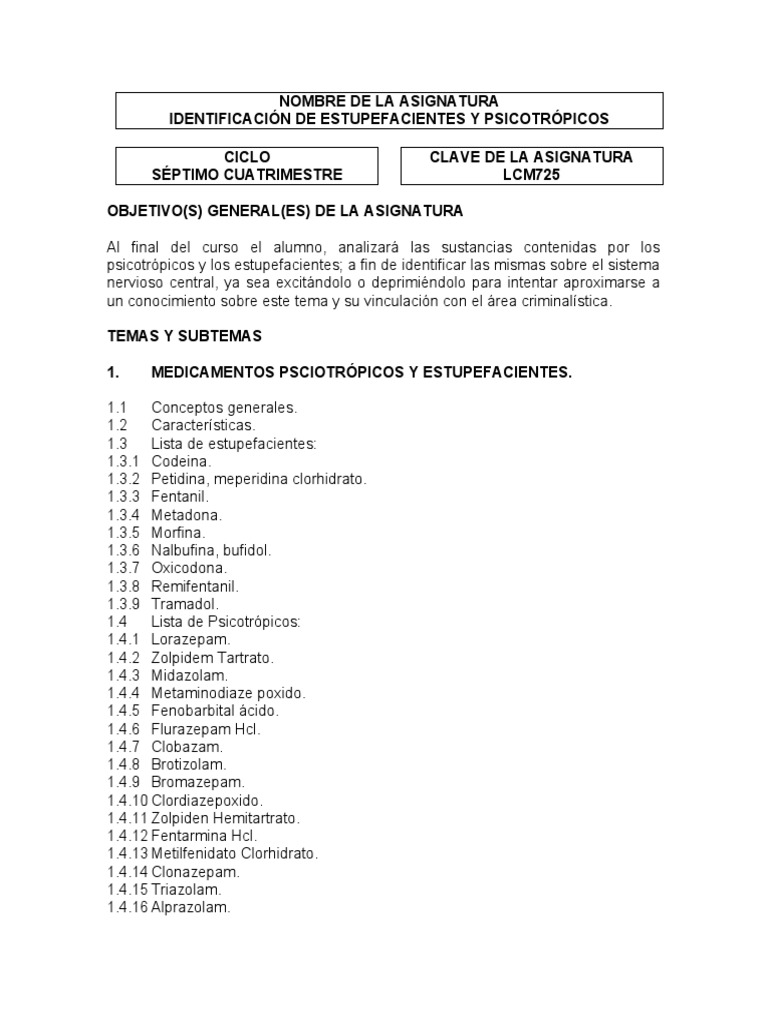 Identificación de Psicotrópicos y Estupefacientes | PDF | Drogas | Terapia