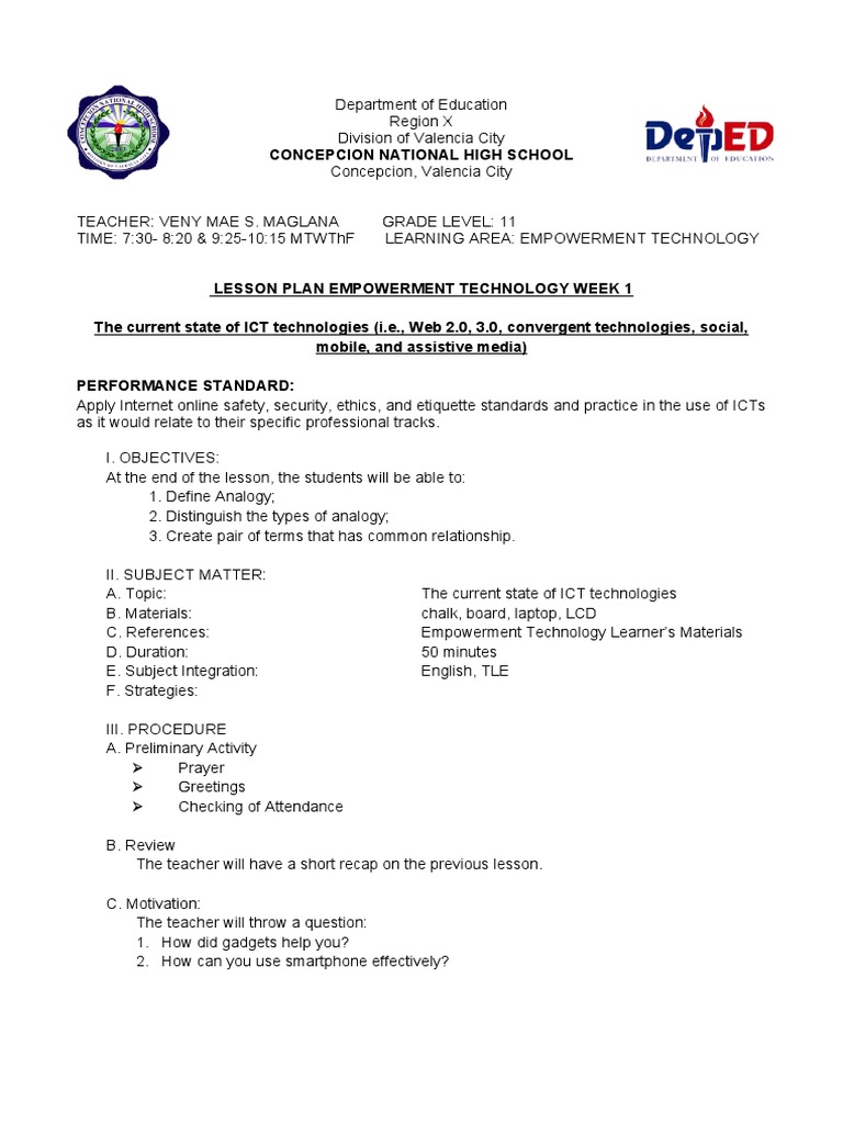 Empowerment Technology Week 1 | PDF | Educational Technology | Learning