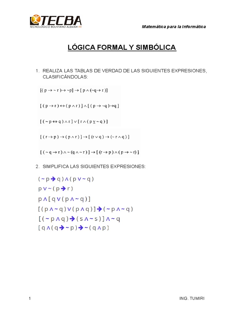 Logica Simbolica p1 | PDF