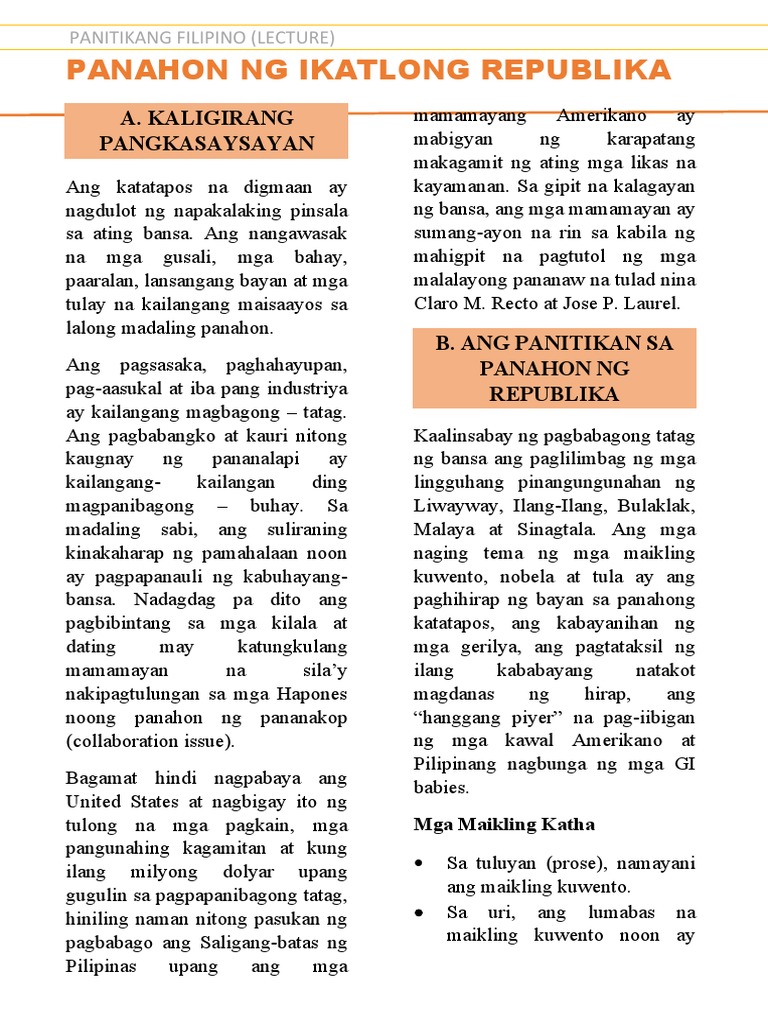 Panitikang Filipino | PDF