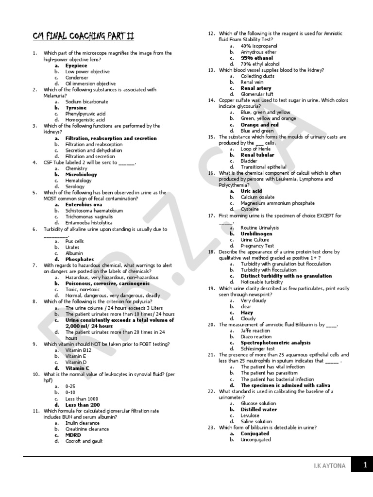 CM FC Part 2 | PDF | Urine | Kidney
