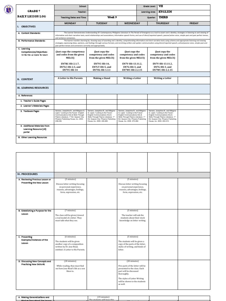 Sample DLL in English | PDF | Cognition | Linguistics