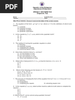 MATH 9 1st Quarter Exam With Answer Key | PDF | Equations ...