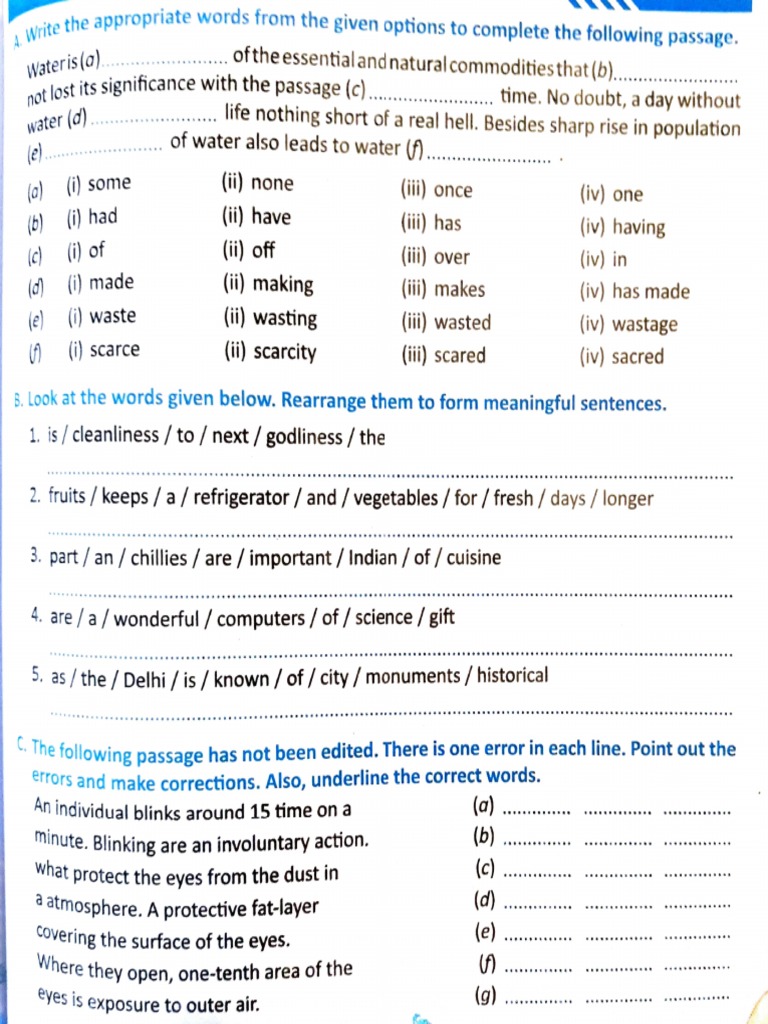 Class 8 Integrated Grammar Worksheet | PDF