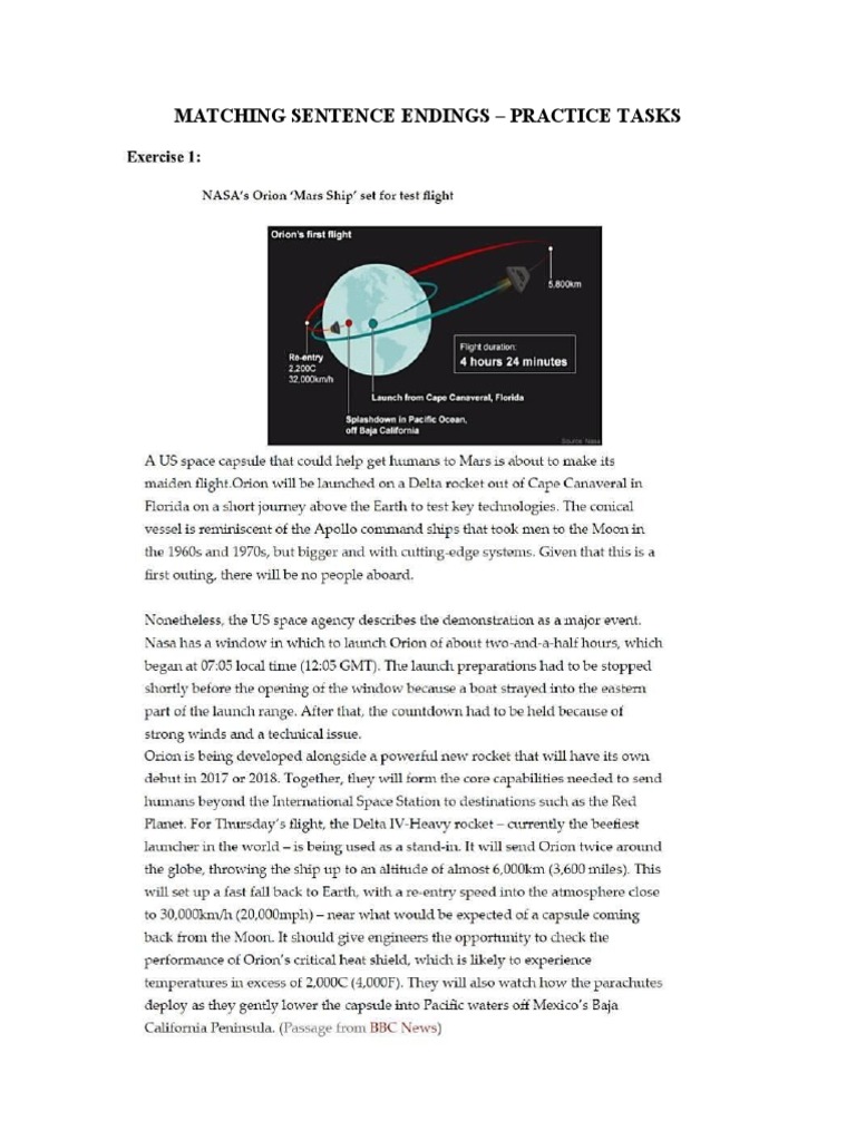 Matching Sentence Endings - Practice Tasks | PDF | Creativity | Insight