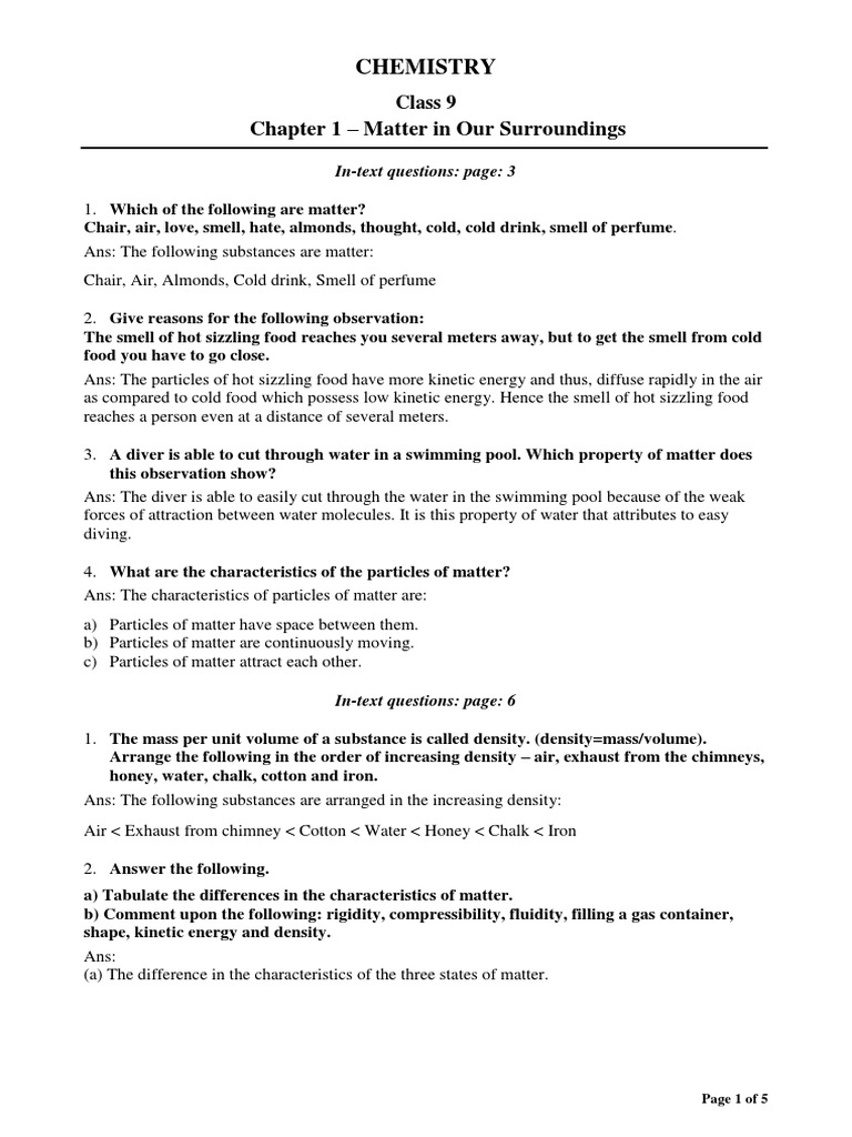 Class 9 Chemistry: Matter Basics | PDF | Gases | Liquids