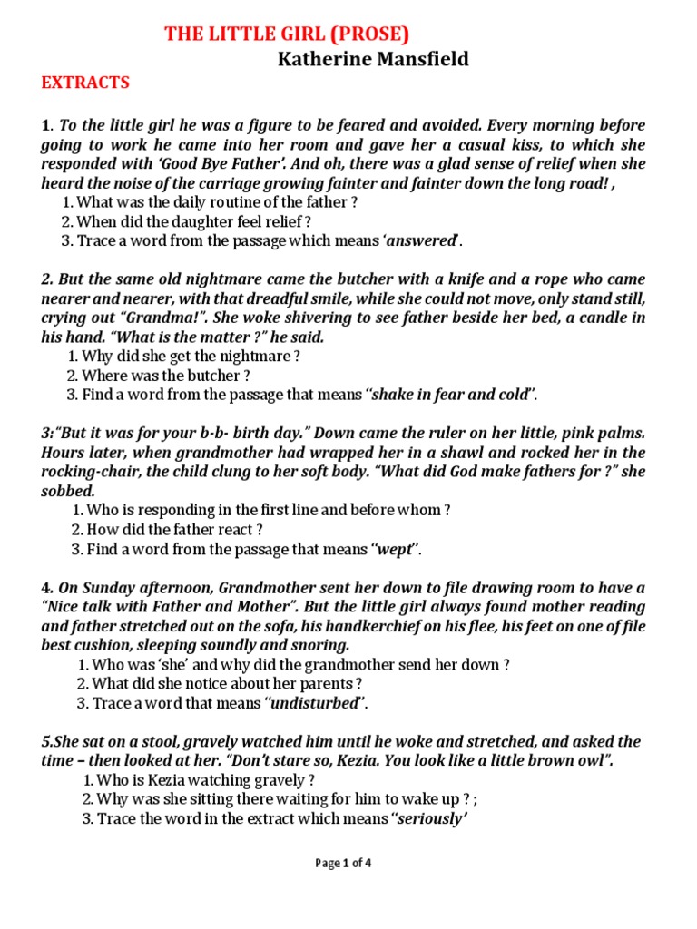 Notes-The Little Girl | PDF | Language Arts & Discipline