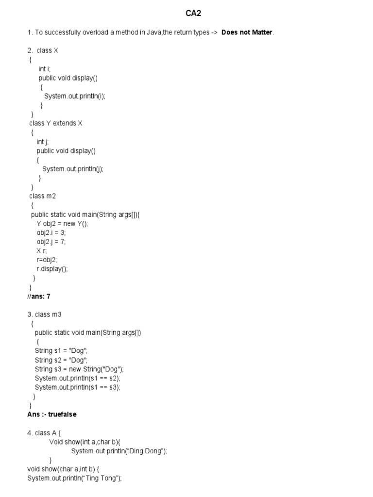 Ca 2, Ca 3, Ca 4 | PDF | Class (Computer Programming) | Method (Computer Programming)
