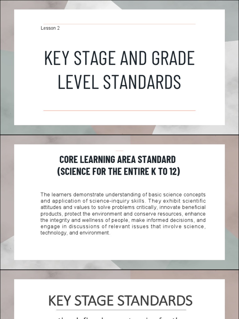 Key Stage and Grade Level Science Standards | PDF | Learning | Science