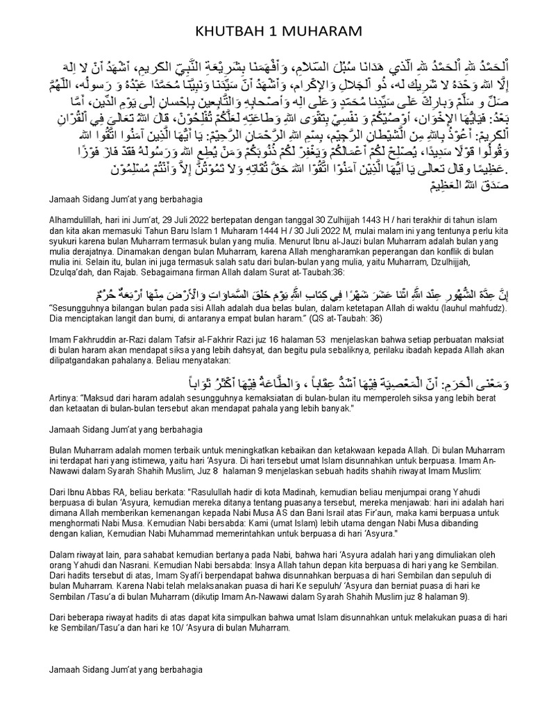 Khutbah 1 Muharam | PDF