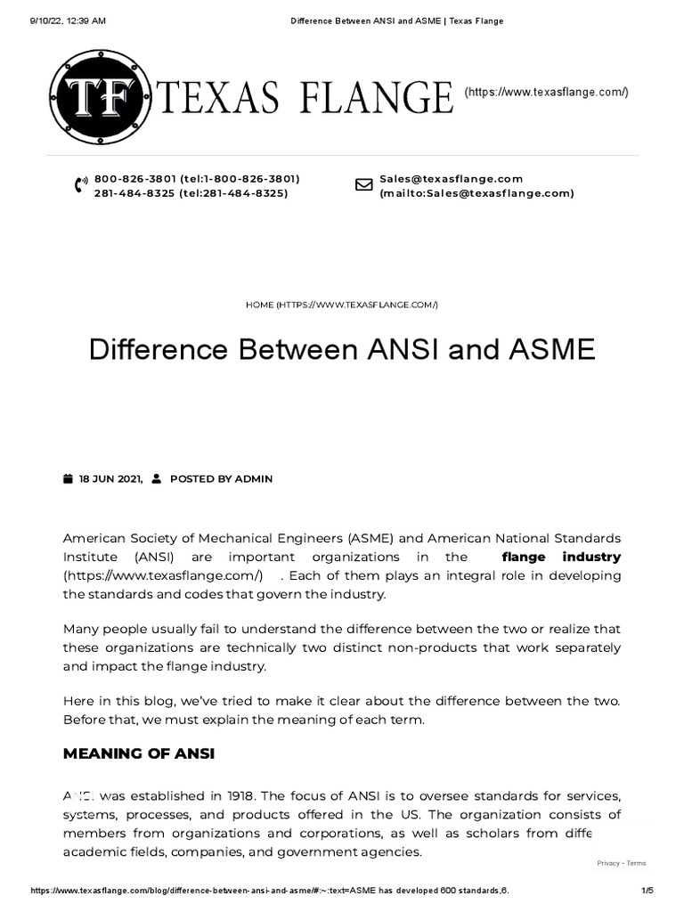 Difference Between ANSI and ASME - Texas Flange | PDF | Computers