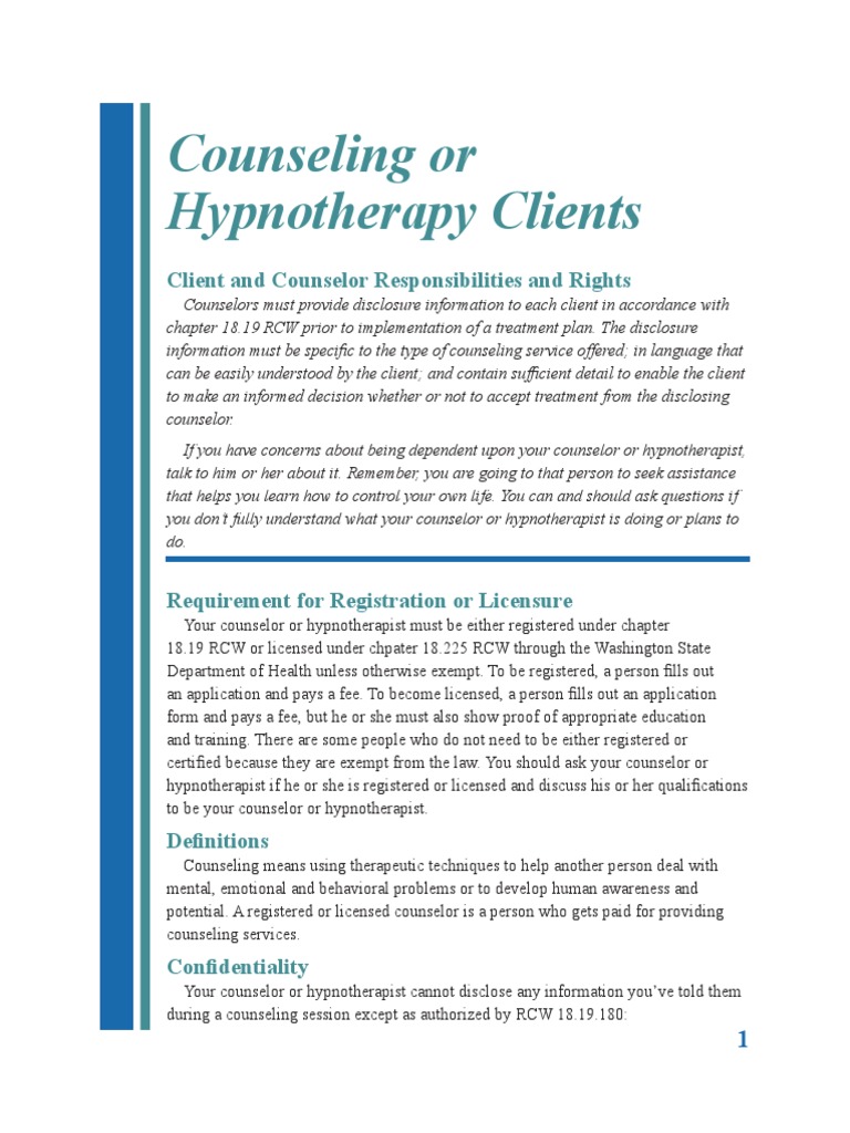 Counseling Client Rights & Conduct | PDF | Hypnotherapy | Justice