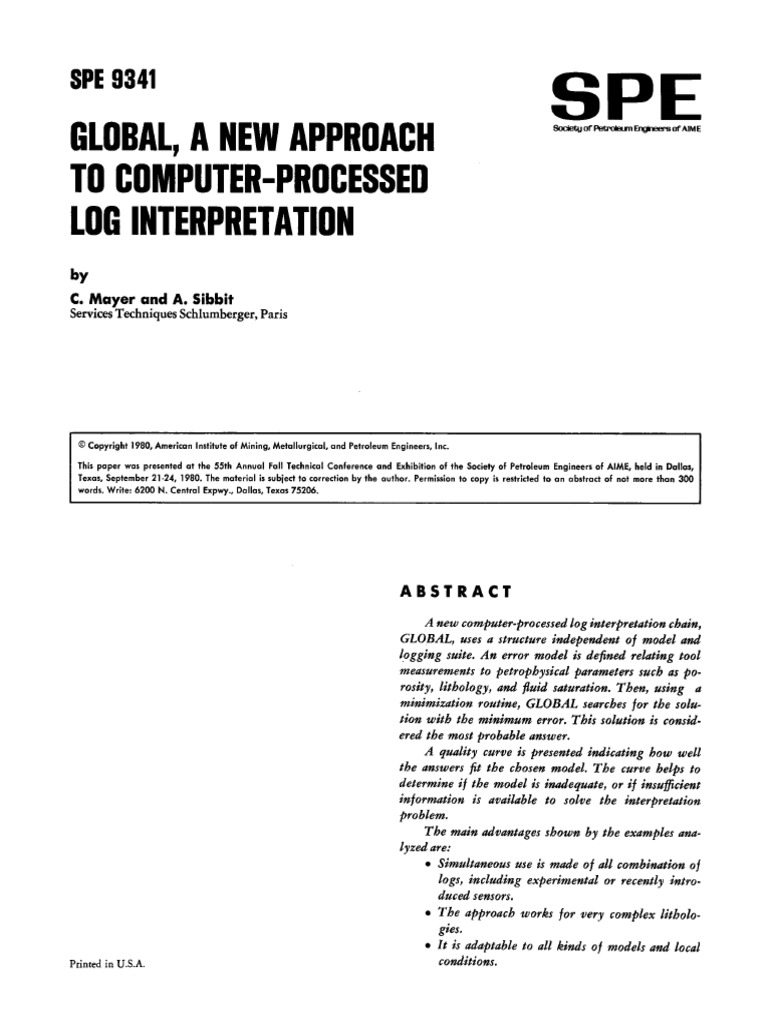 Approach Schlumberger Log Interpretation | PDF