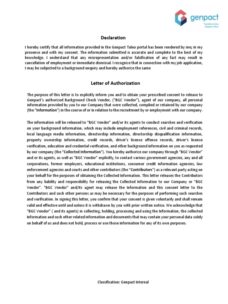 Authorization for Background Check and Data Privacy Consent for ...