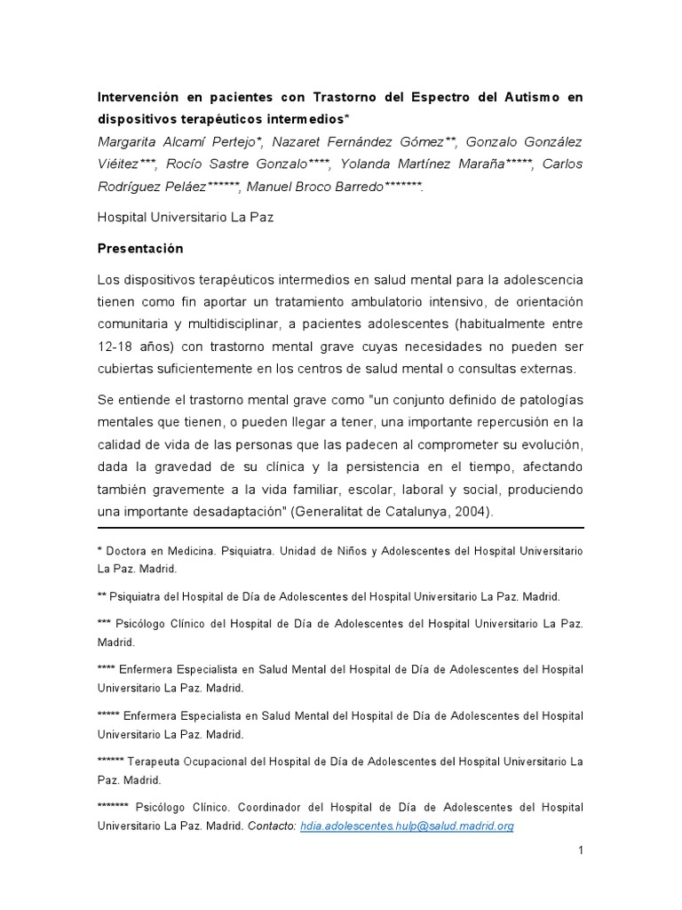Intervención Con Casos de Trastorno Del Espectro Del Autismo en ...