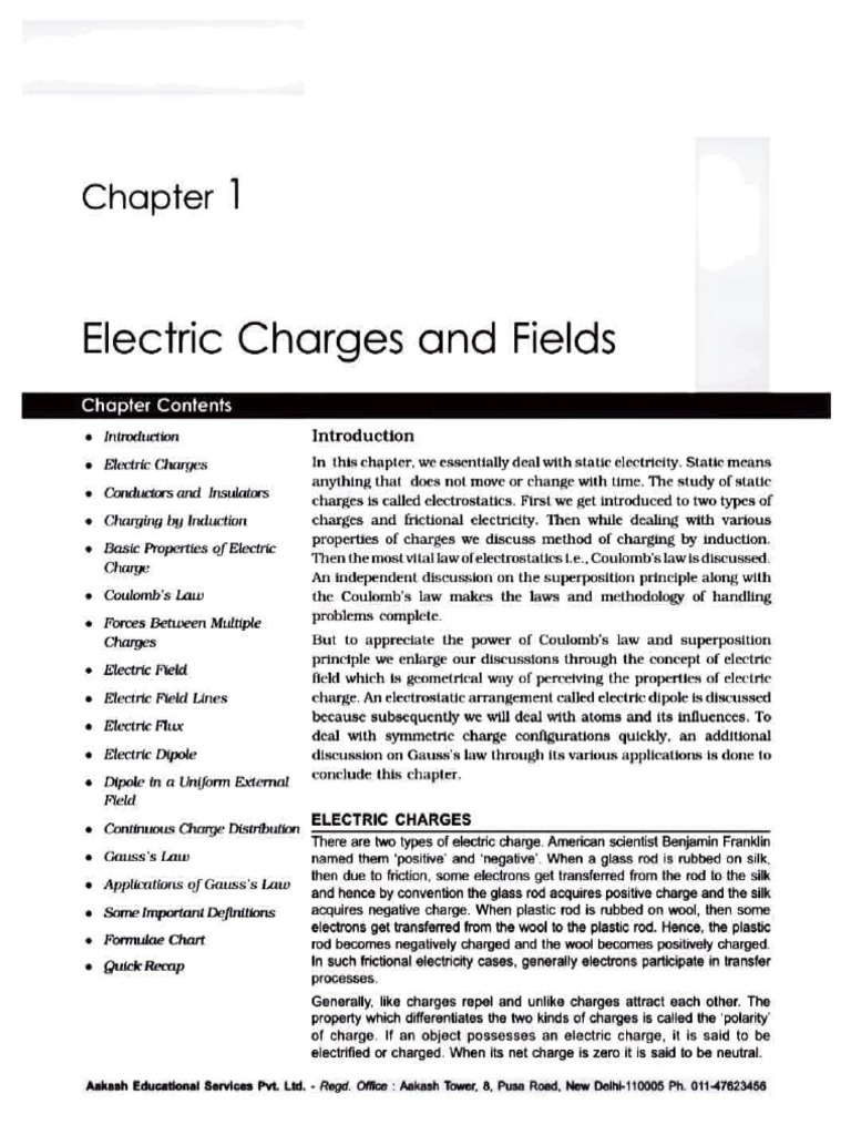 Electric Charges and Fields | PDF