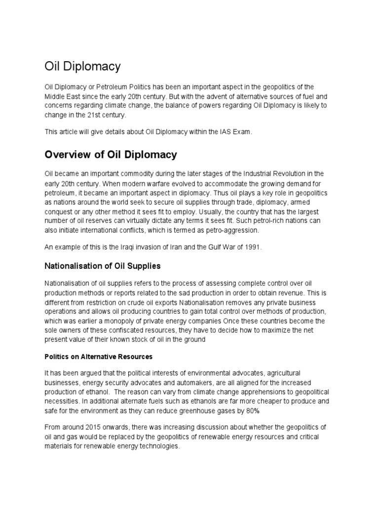 Oil Diplomacy | PDF | Petroleum | Opec