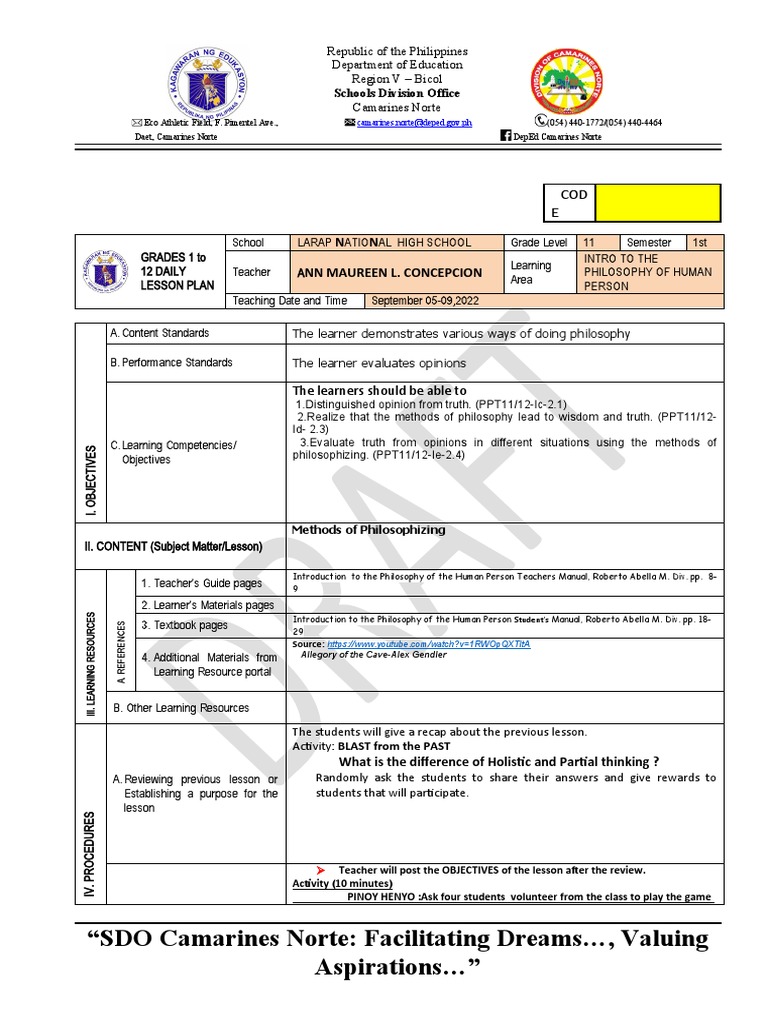 DLP-INTRO TO PHILO Week 2 | Download Free PDF | Truth | Reason