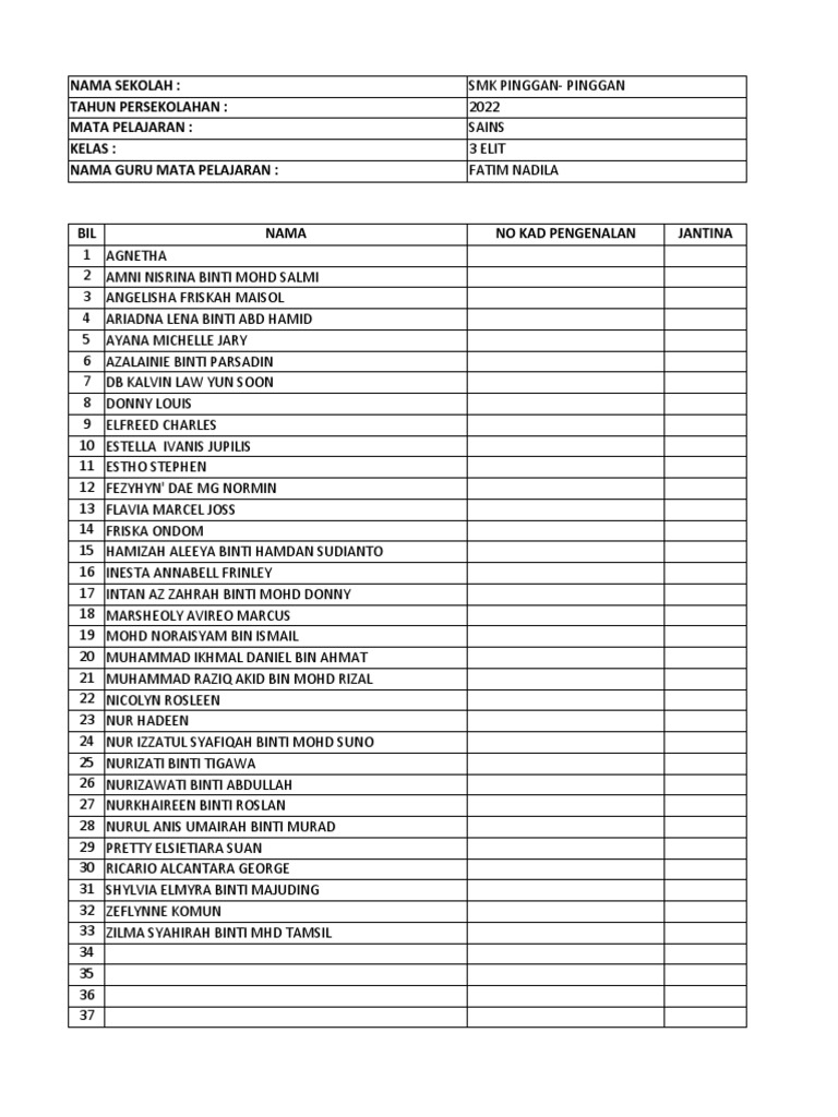 Borang Rekod Transit F3 Elit 2022 | PDF