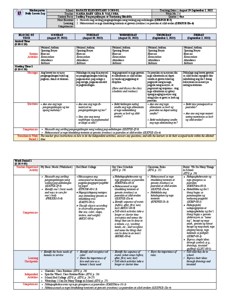 Kindergarten DLL Melc q1 Week 2 Valcoba | PDF