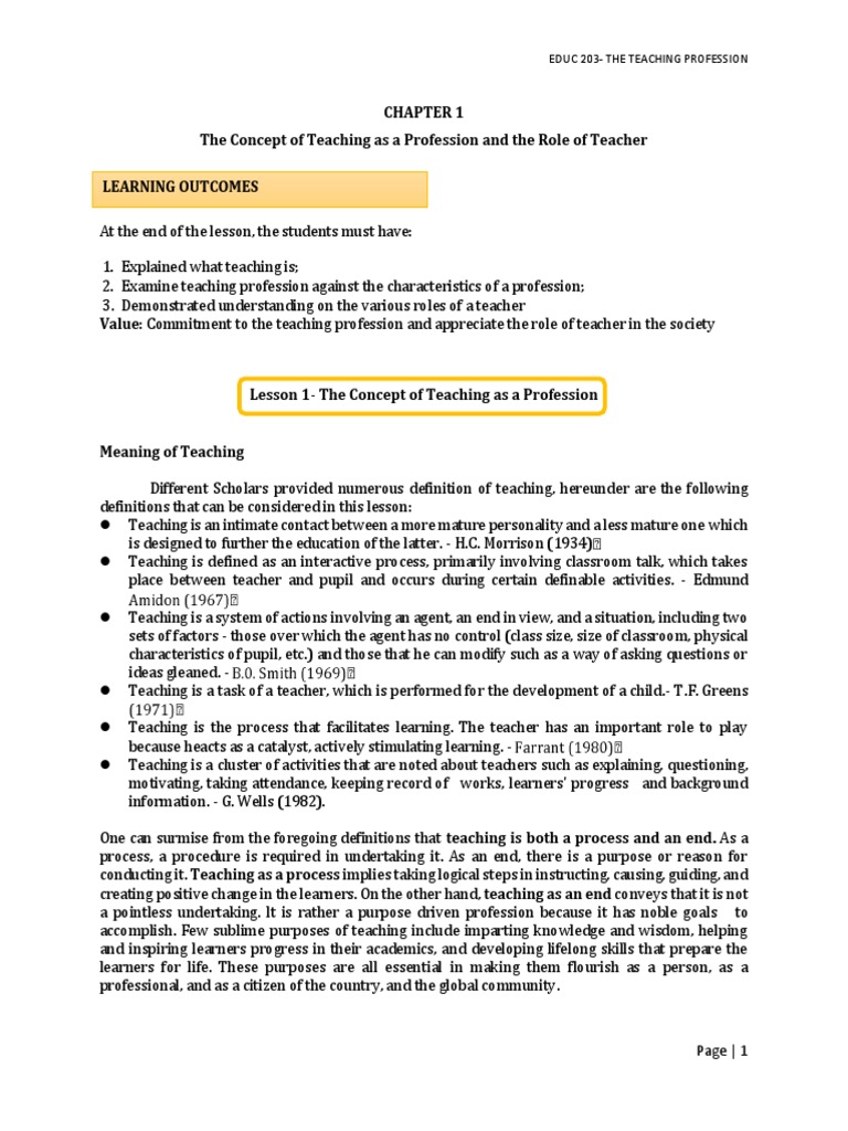 Understanding Teaching as a Profession | PDF | Teaching Method | Teachers