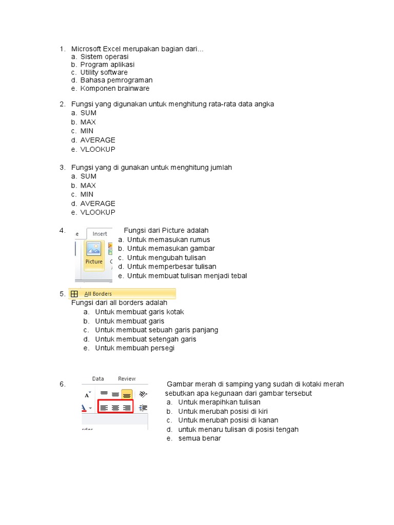Soal Ujian Microsoft Excel dan Word Kelas 9 | PDF | Seni | Komputer