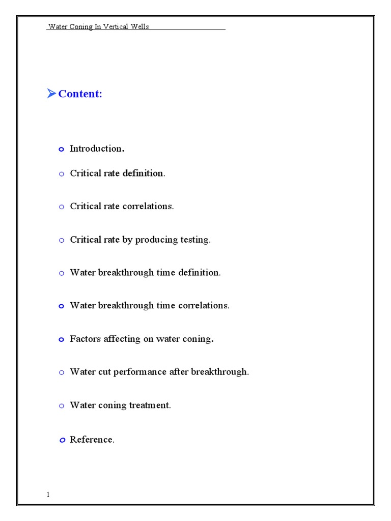 Water Coning in Vertical Wells 1 | PDF | Gel | Petroleum Reservoir