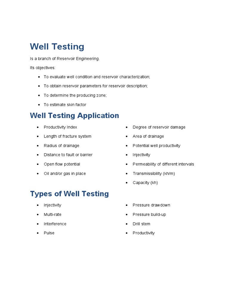 Well Testing | PDF | Casing (Borehole) | Petroleum Reservoir