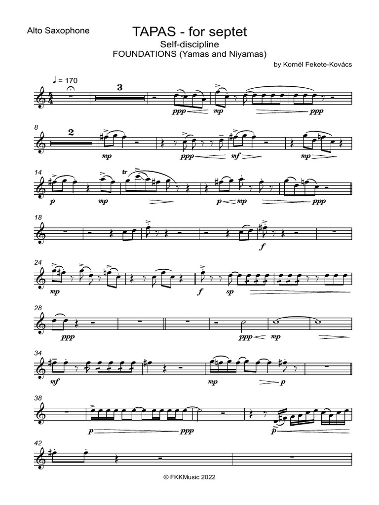 8 TAPAS Septet Alto Saxophone | PDF