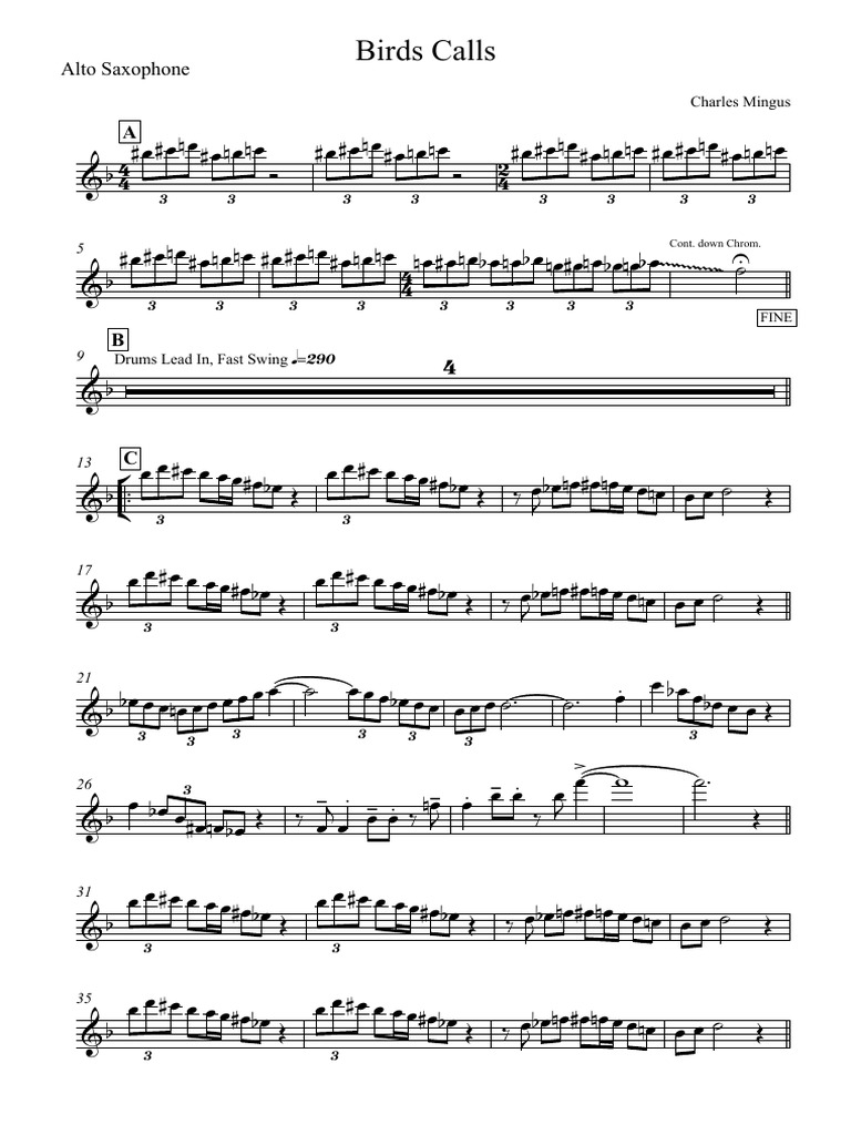 Birds Calls Alto Saxophone | PDF | Saxophone | Bois (musique)