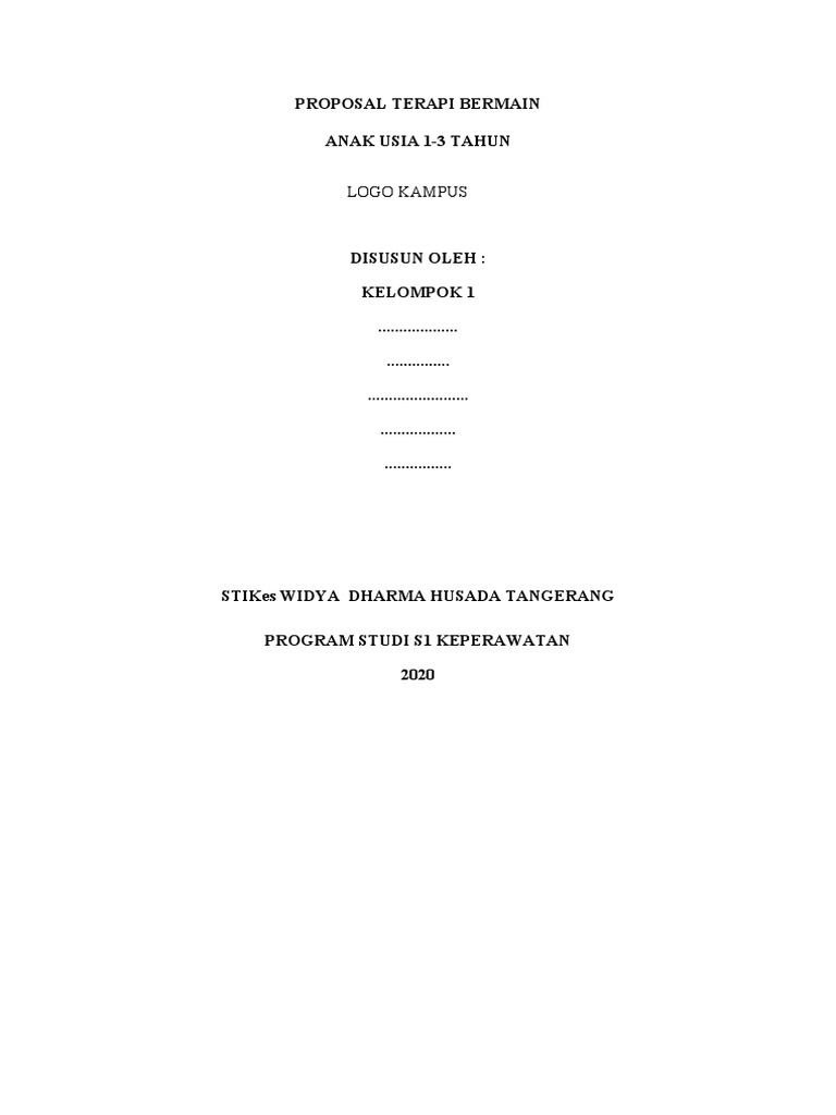 Proposal Terapi Bermain Anak Usia 1-3 Tahun-Contoh | PDF